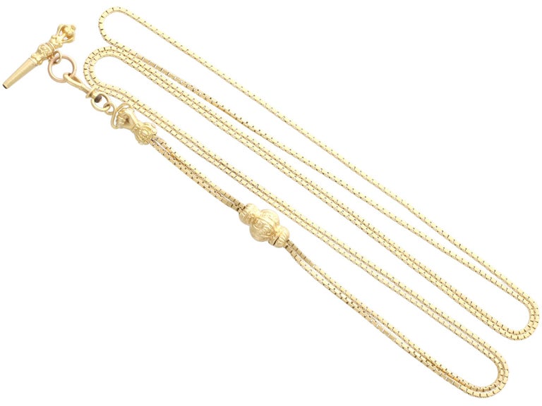 Antique French Yellow Gold Sautoir Chain, Circa 1870 For Sale at 1stDibs