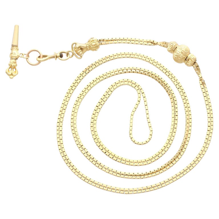Antique French Yellow Gold Sautoir Chain, Circa 1870 For Sale at 1stDibs
