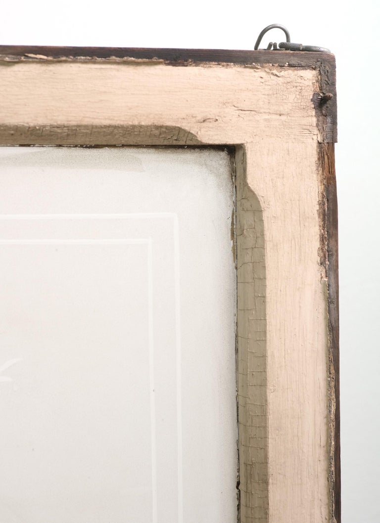 Antique Frosted Glass Transom Window w/ Etched Foliate Details, #332 ...
