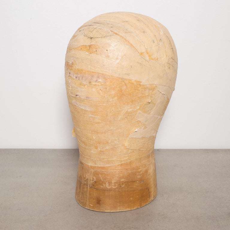 Antique Full Head Wooden Hat Mold, circa 1860-1920 at 1stDibs