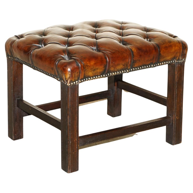 ANTiQUE FULLY RESTORED CHESTERFIELD HAND DYED BROWN LEATHER TUFTED ...