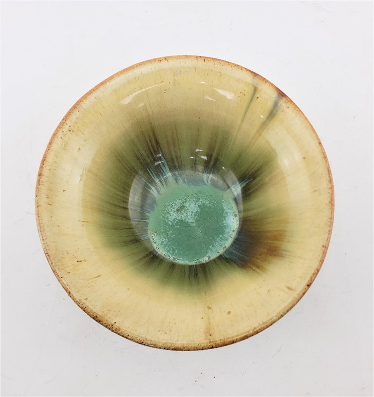 Antique Fulper Art Pottery Bowl with Blue, Green and Turquoise Glaze ...