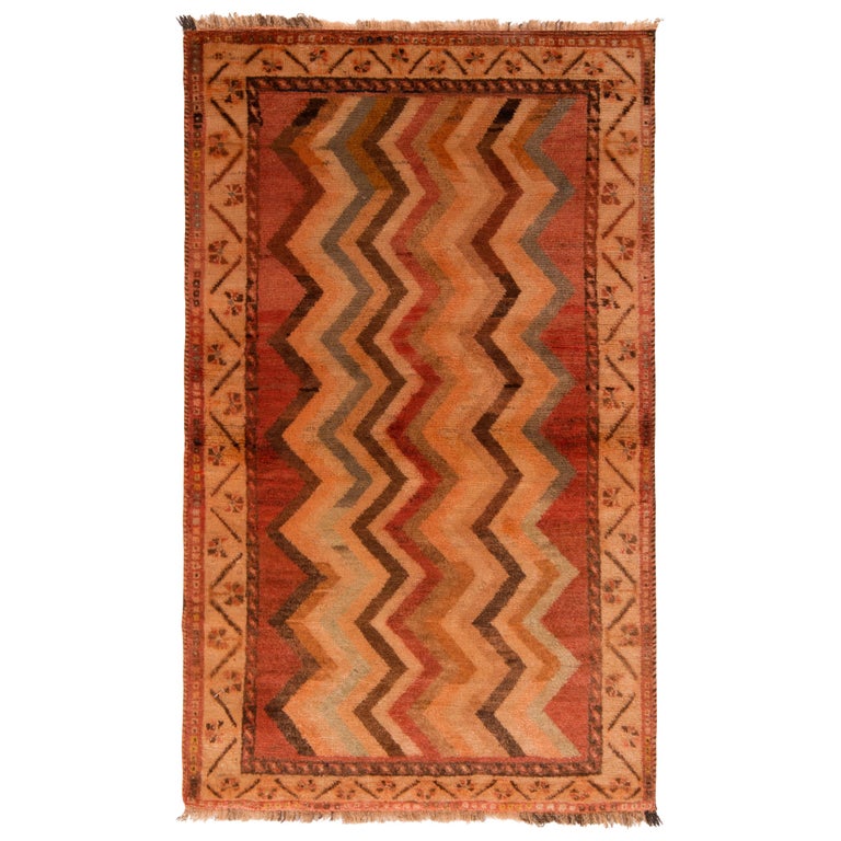 Antique Gabbeh Geometric Beige-Brown and Red Wool Persian Rug by Rug ...