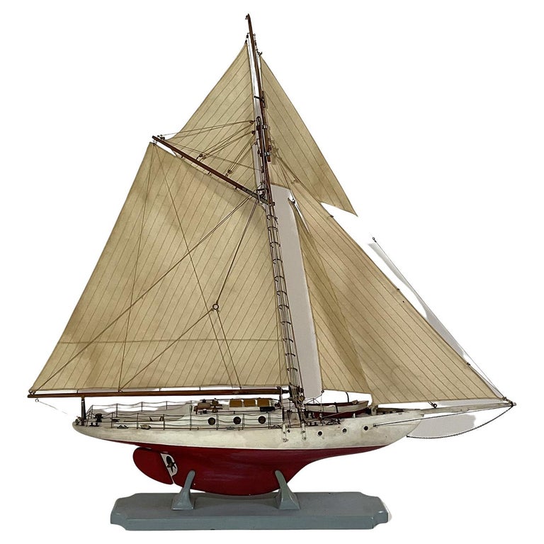 Antique Gaff Rigged Sloop Boat Model at 1stDibs