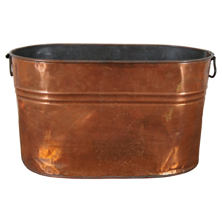 Antique Galvanised Copper Boiler Wash Tub Farmhouse Fireplace Coal Log ...