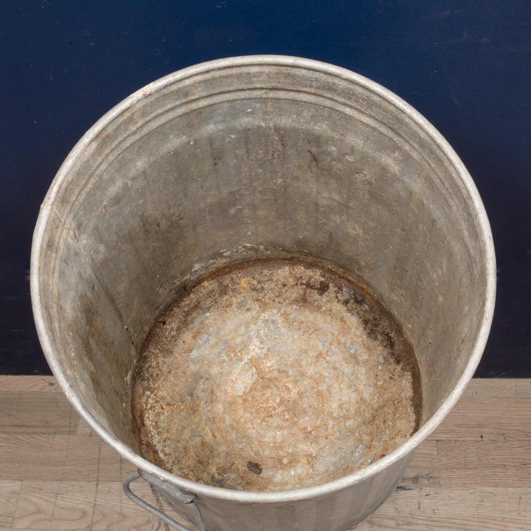 Antique Galvanized Steel Trash Can, circa 1940-1950 For Sale at 1stDibs
