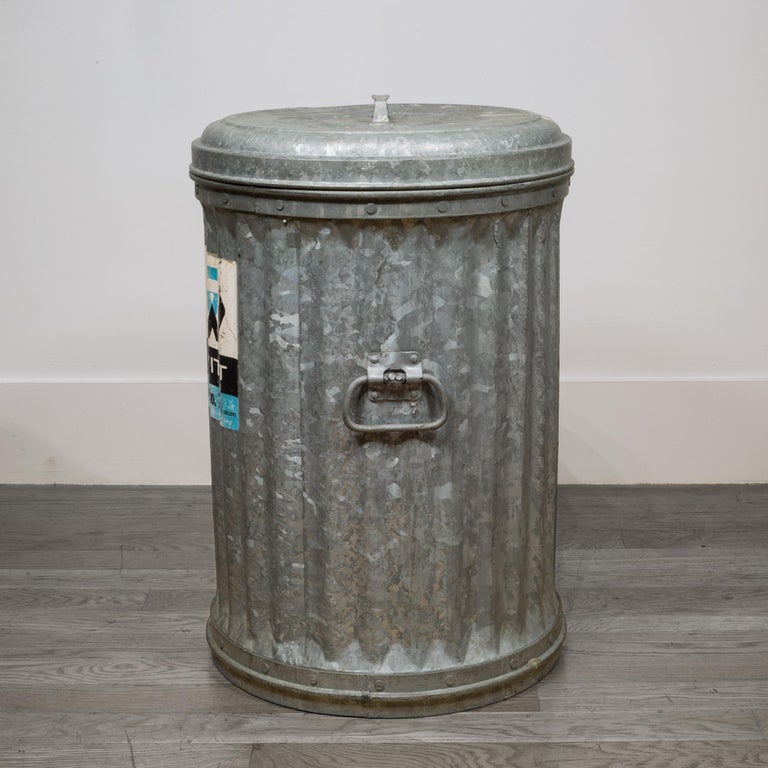 Antique Galvanized Steel "Witt No. 2" Waste Can, circa 1940-1950 at 1stDibs