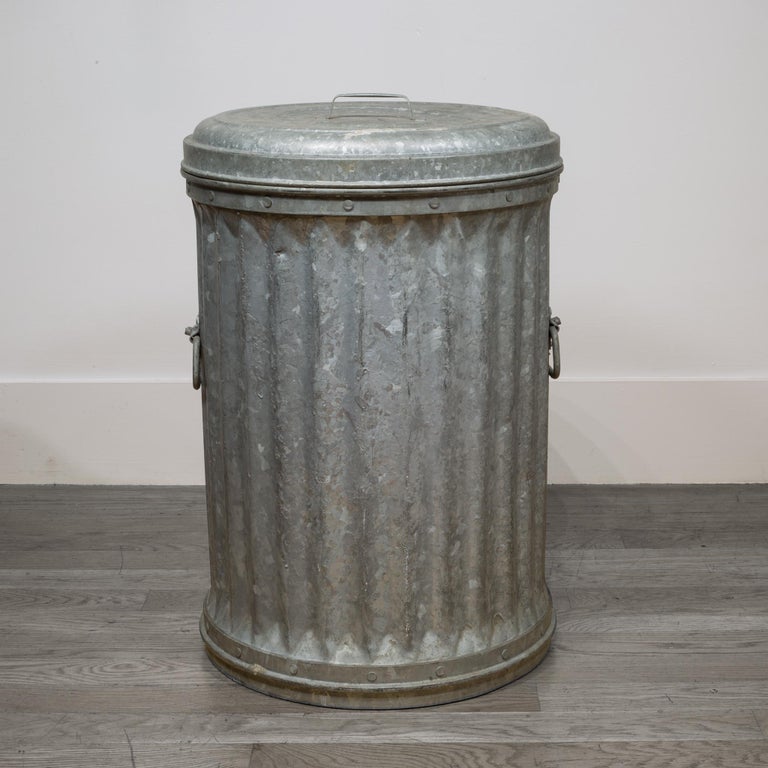 Antique Galvanized Steel "Witt No. 2" Waste Can, circa 1940-1950 at 1stDibs