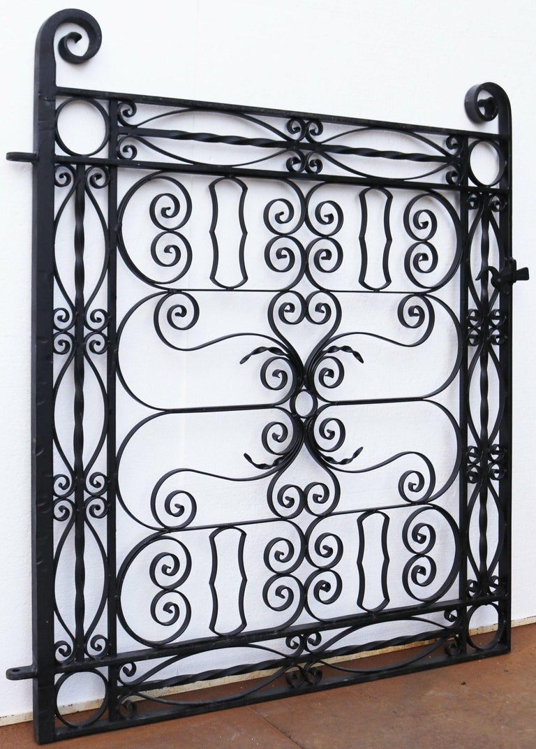 Antique Garden Gate with Scrolling Brackets For Sale at 1stDibs
