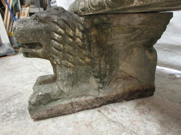 Antique Garden Lion Bench For Sale at 1stDibs