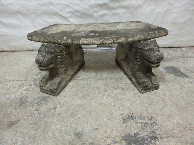 Antique Garden Lion Bench For Sale at 1stDibs