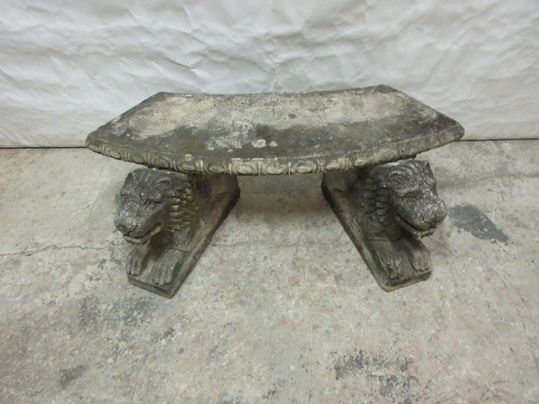 Antique Garden Lion Bench For Sale at 1stDibs