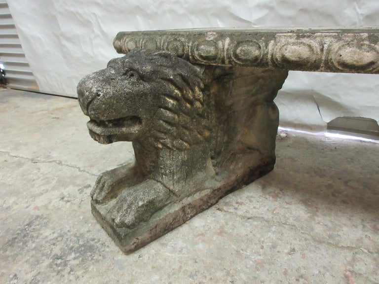 Antique Garden Lion Bench For Sale at 1stDibs