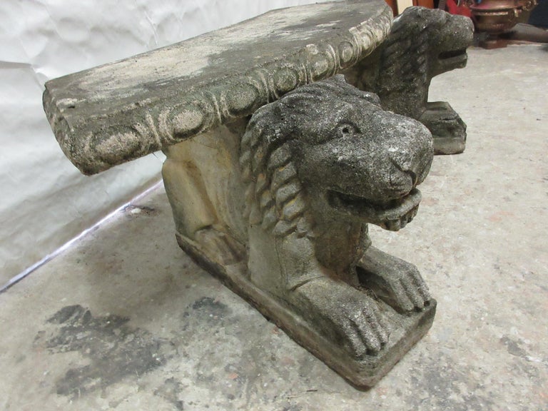 Antique Garden Lion Bench For Sale at 1stDibs