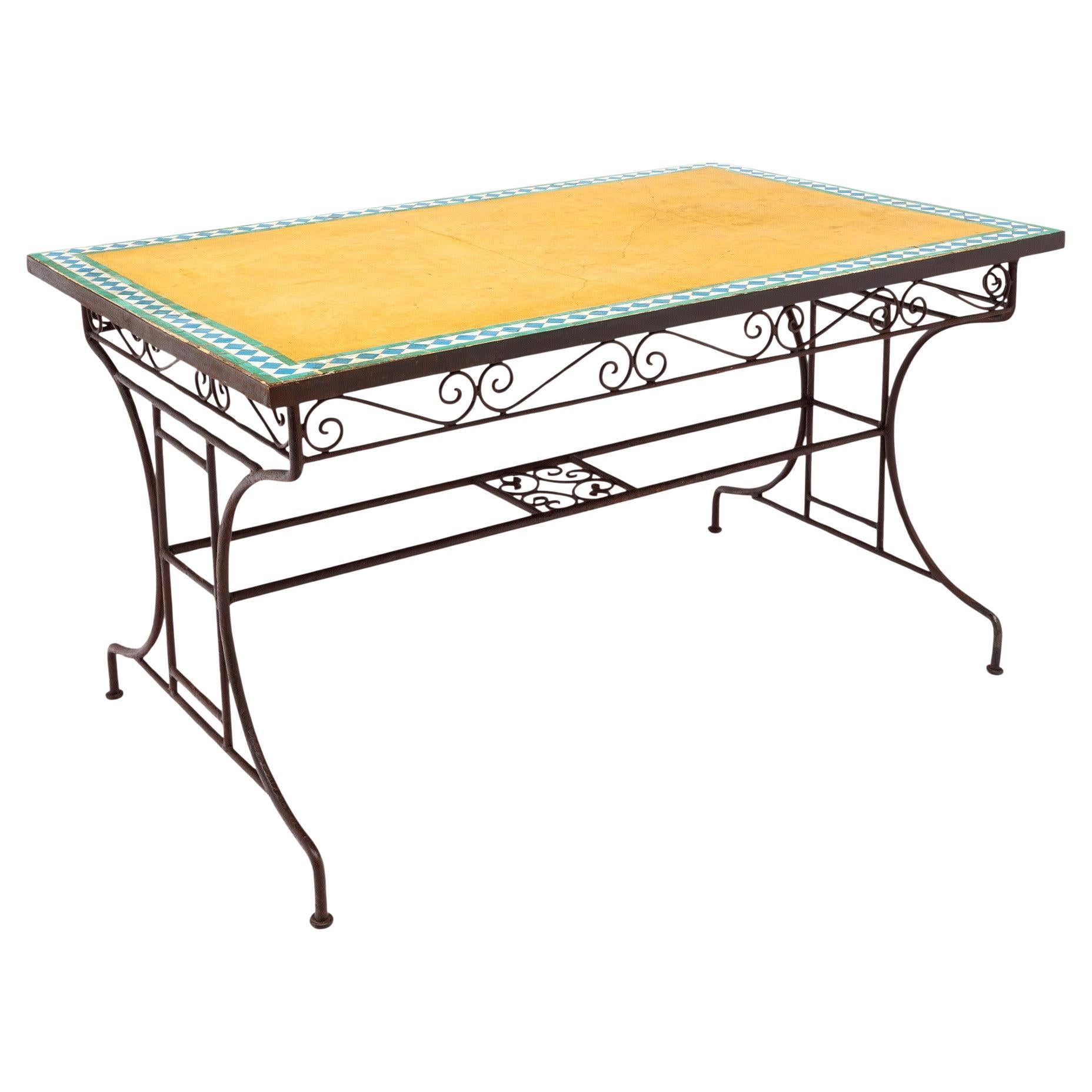 Spanish Iron and Tile-Top Table, Late 19th C. For Sale at 1stDibs