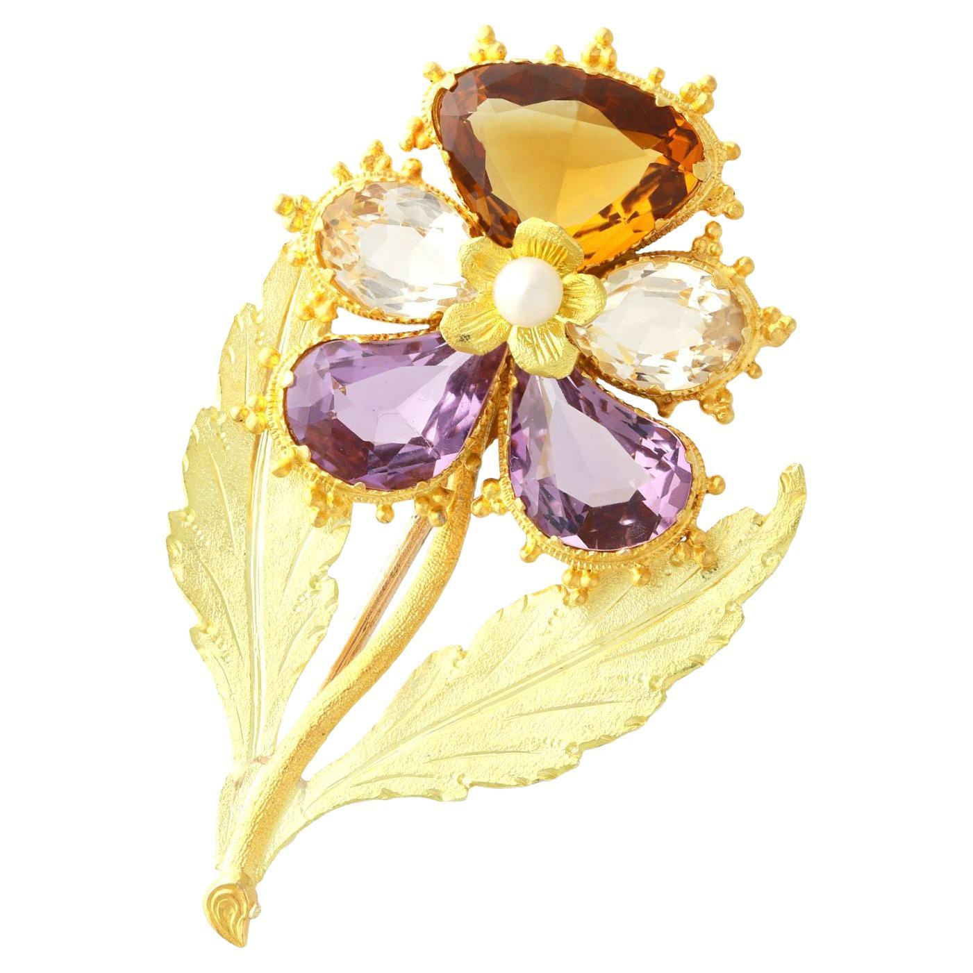 Antique Gold Pansy Brooch For Sale at 1stDibs