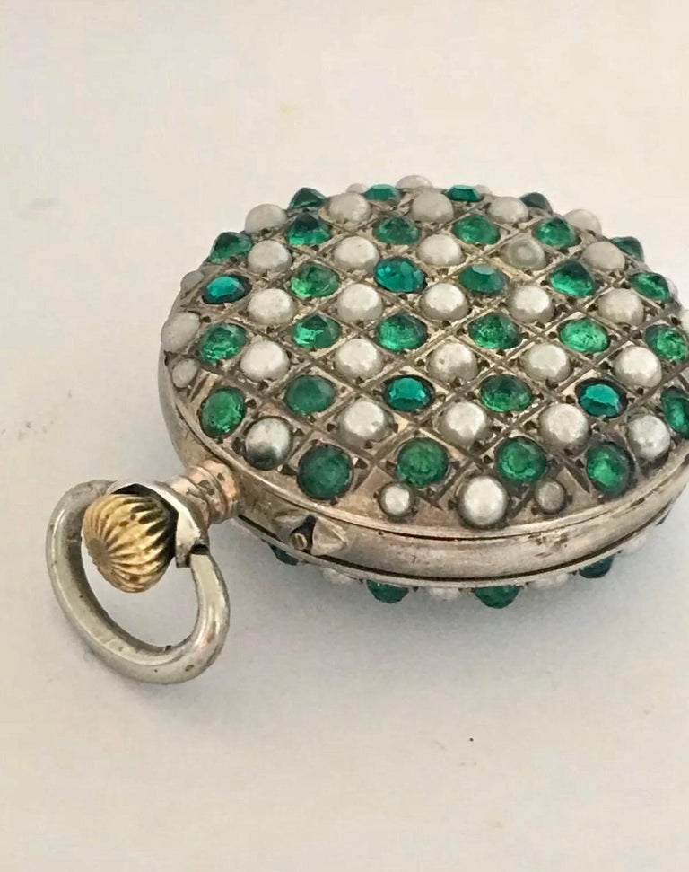 Antique Gemstones Seeded Pearl Silver Pocket / Fob Watch at 1stDibs