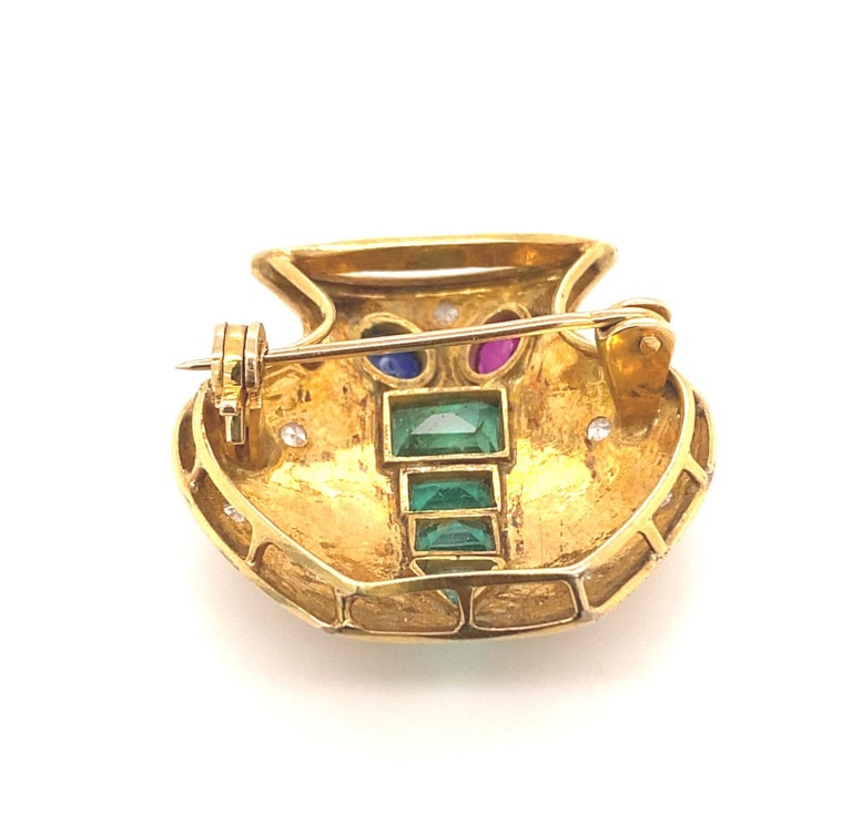 Antique Genie Bottle Urn Vase Brooch Pendant Emeralds, Rubies, Diamonds ...