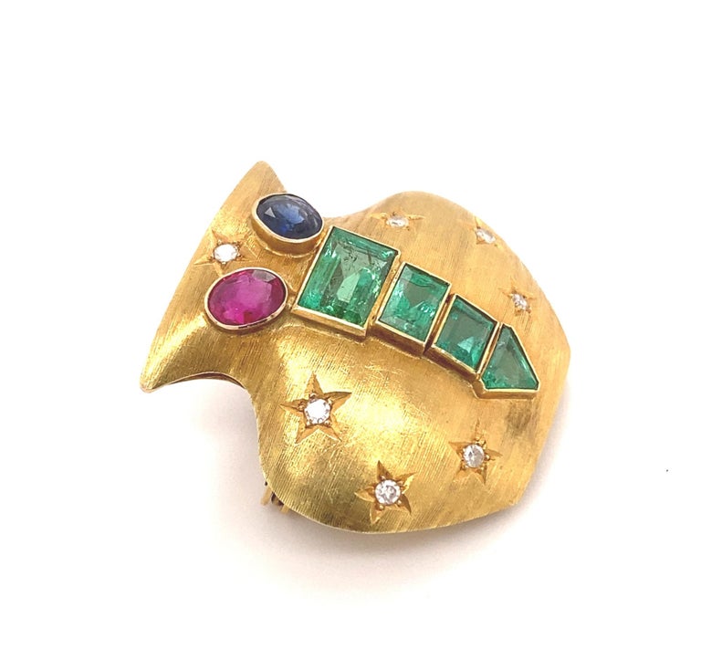 Antique Genie Bottle Urn Vase Brooch Pendant Emeralds, Rubies, Diamonds ...
