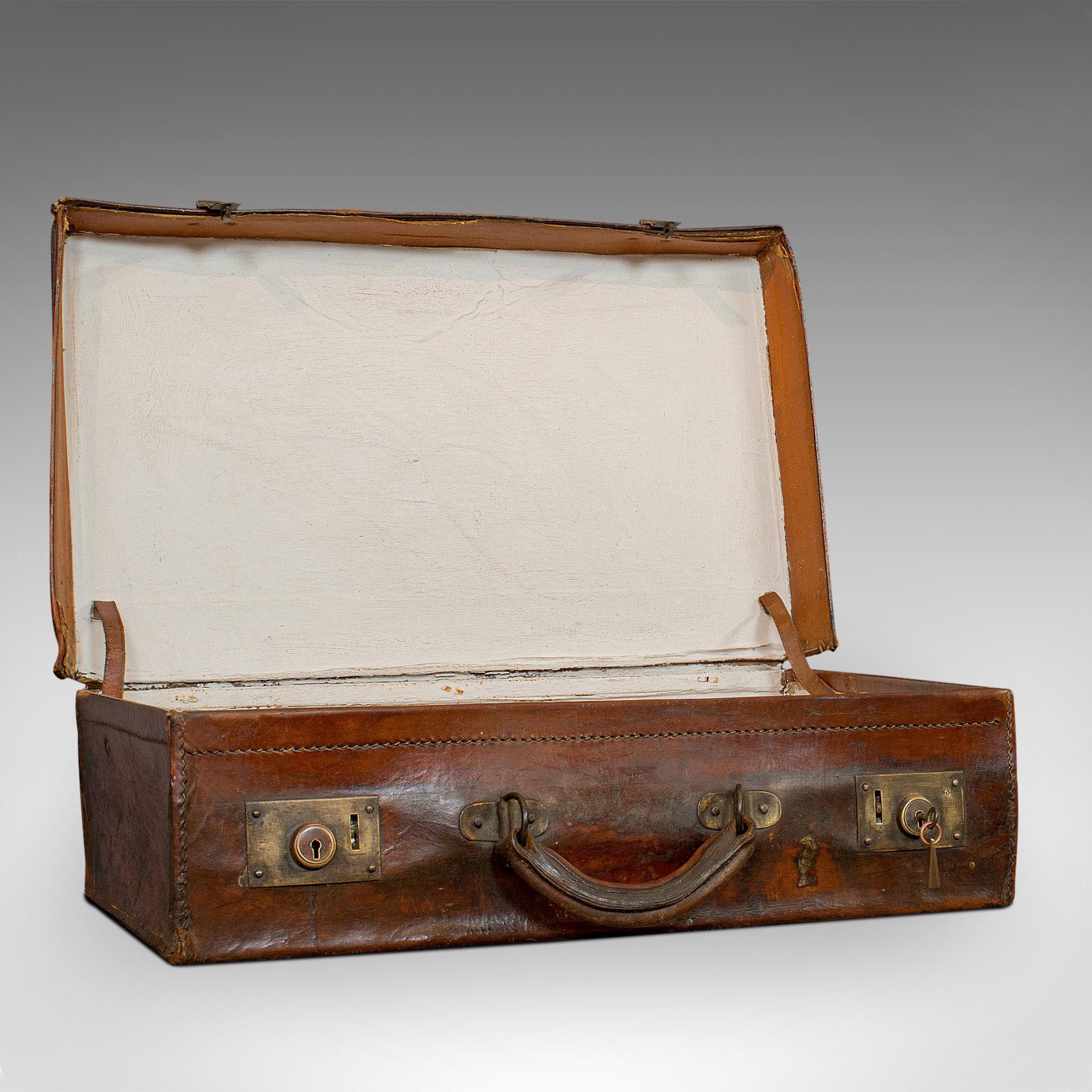Antique Gentleman's Travel Suitcase, English, Oak, Leather Edwardian ...