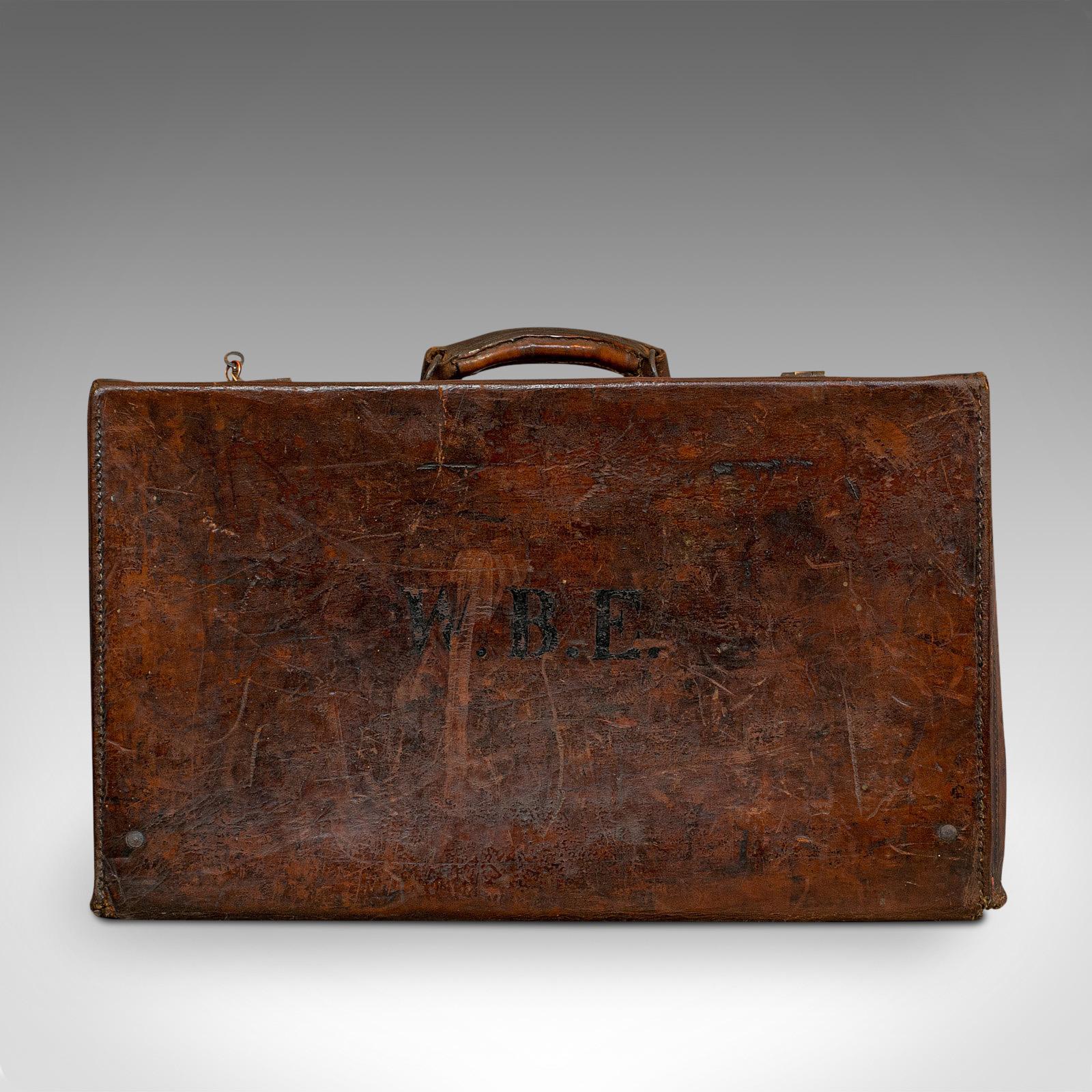 Antique Gentleman's Travel Suitcase, English, Oak, Leather Edwardian ...