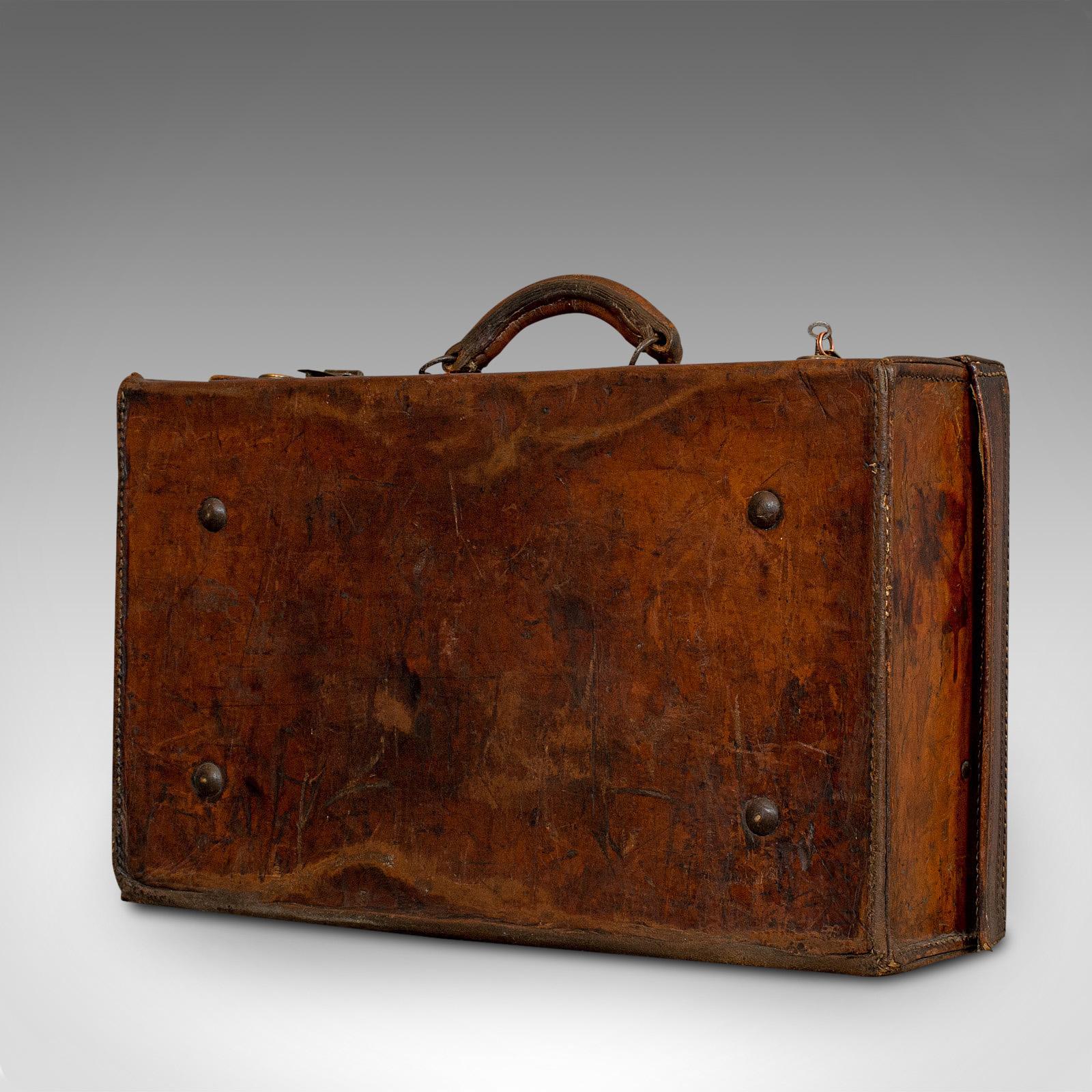 Antique Gentleman's Travel Suitcase, English, Oak, Leather Edwardian ...