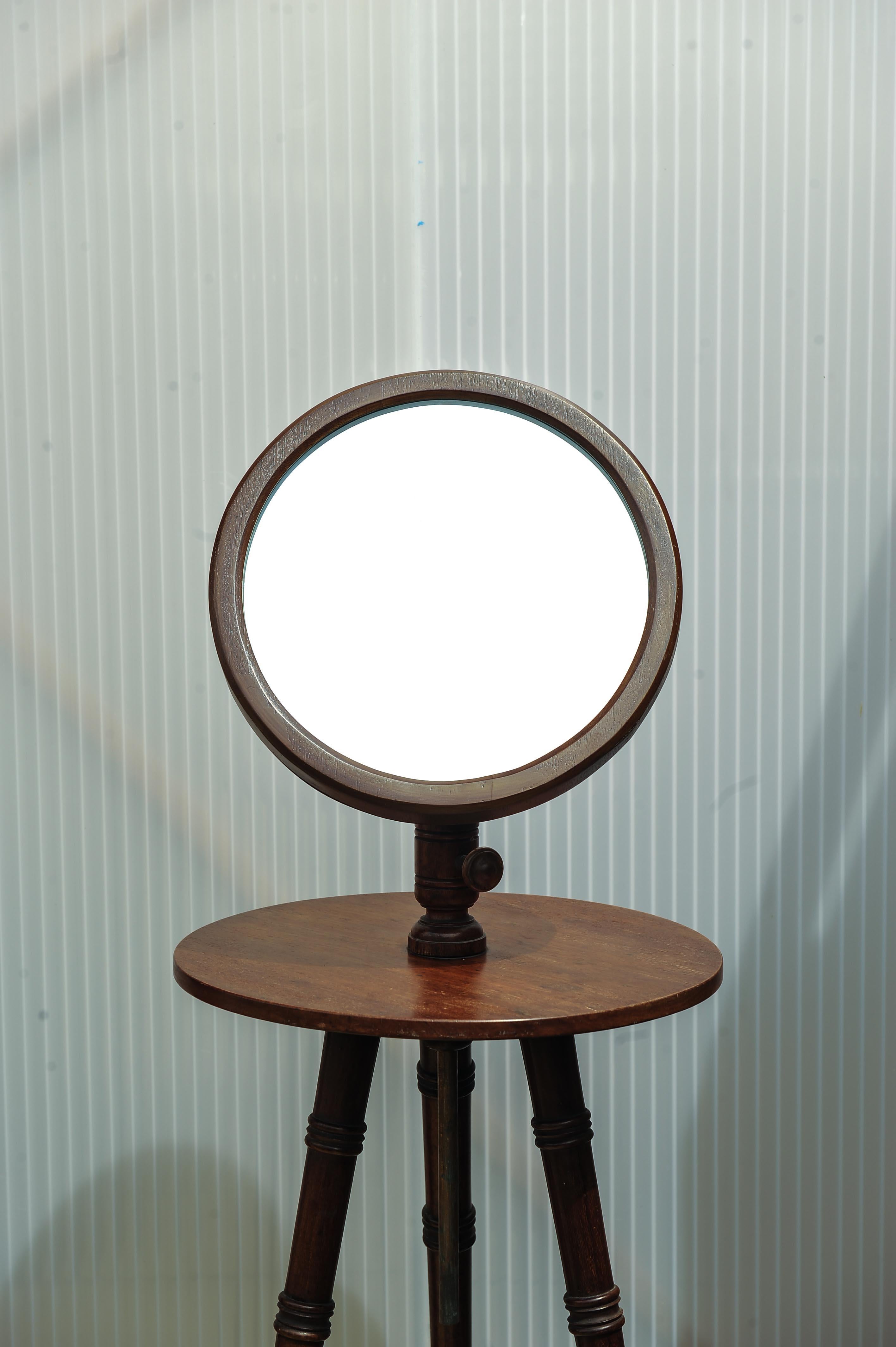 Antique Gentleman's Tripod Shaving Stand with Adjustable Height Mirror ...