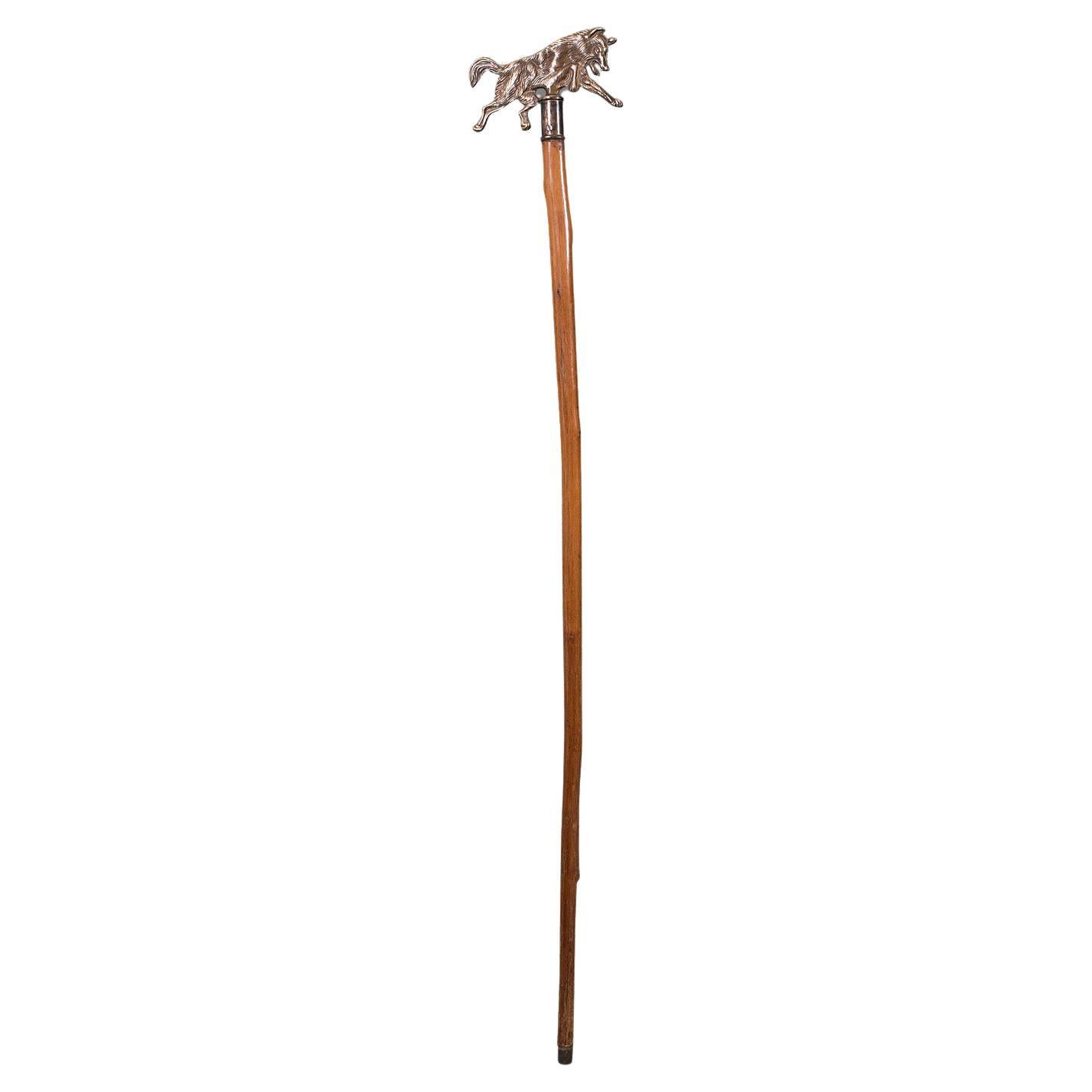Shepherds Crook Walking Stick With Carved Wood Dogs Head, Walking Cane ...