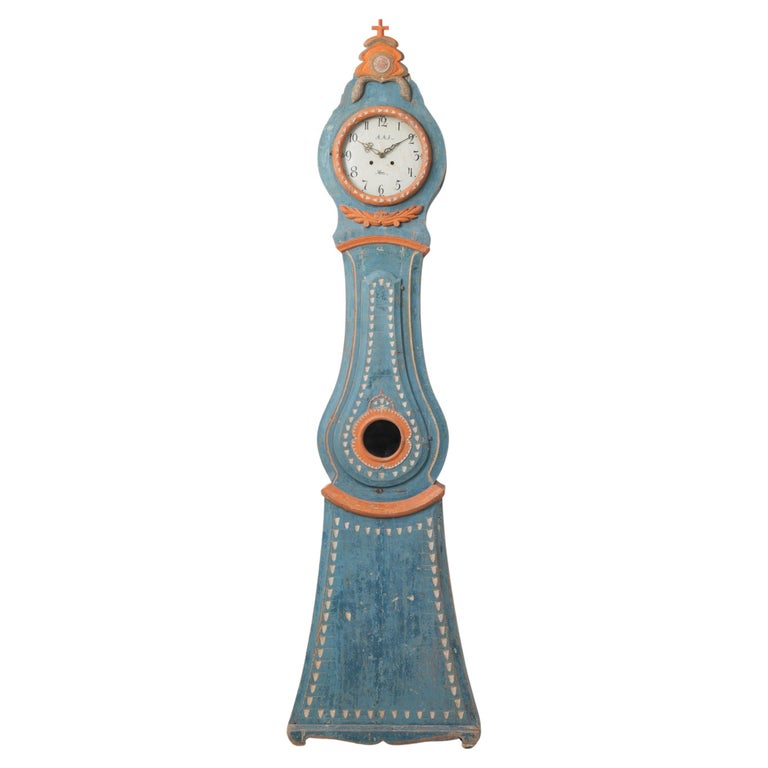 Antique Genuine Swedish Pine Long Case Clock For Sale at 1stDibs