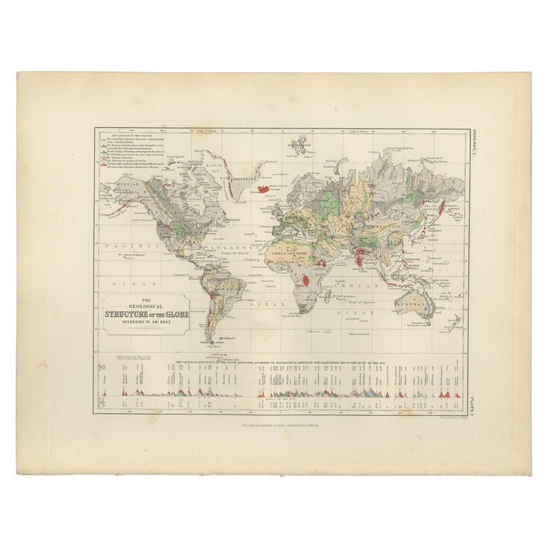 Antique Geological Map of the World by Johnston ''1850'' For Sale at ...