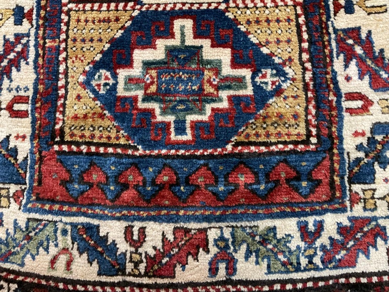 Antique Geometric Motifs Tribal Caucasian Prayer Rug For Sale at 1stDibs