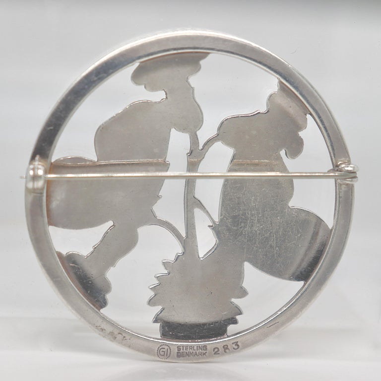 Antique Georg Jensen 'Moonlight Blossom' Brooch by Arno Malinowski For Sale at 1stDibs