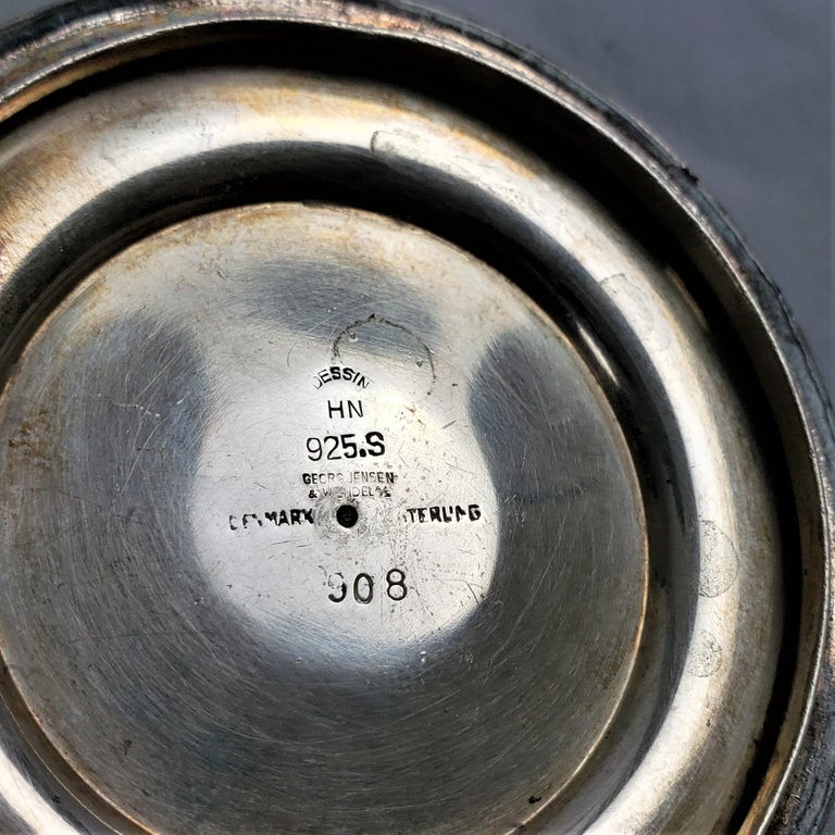 Antique Georg Jensen Sterling Silver Saxbo Jam Jar or Pot and Harald ...