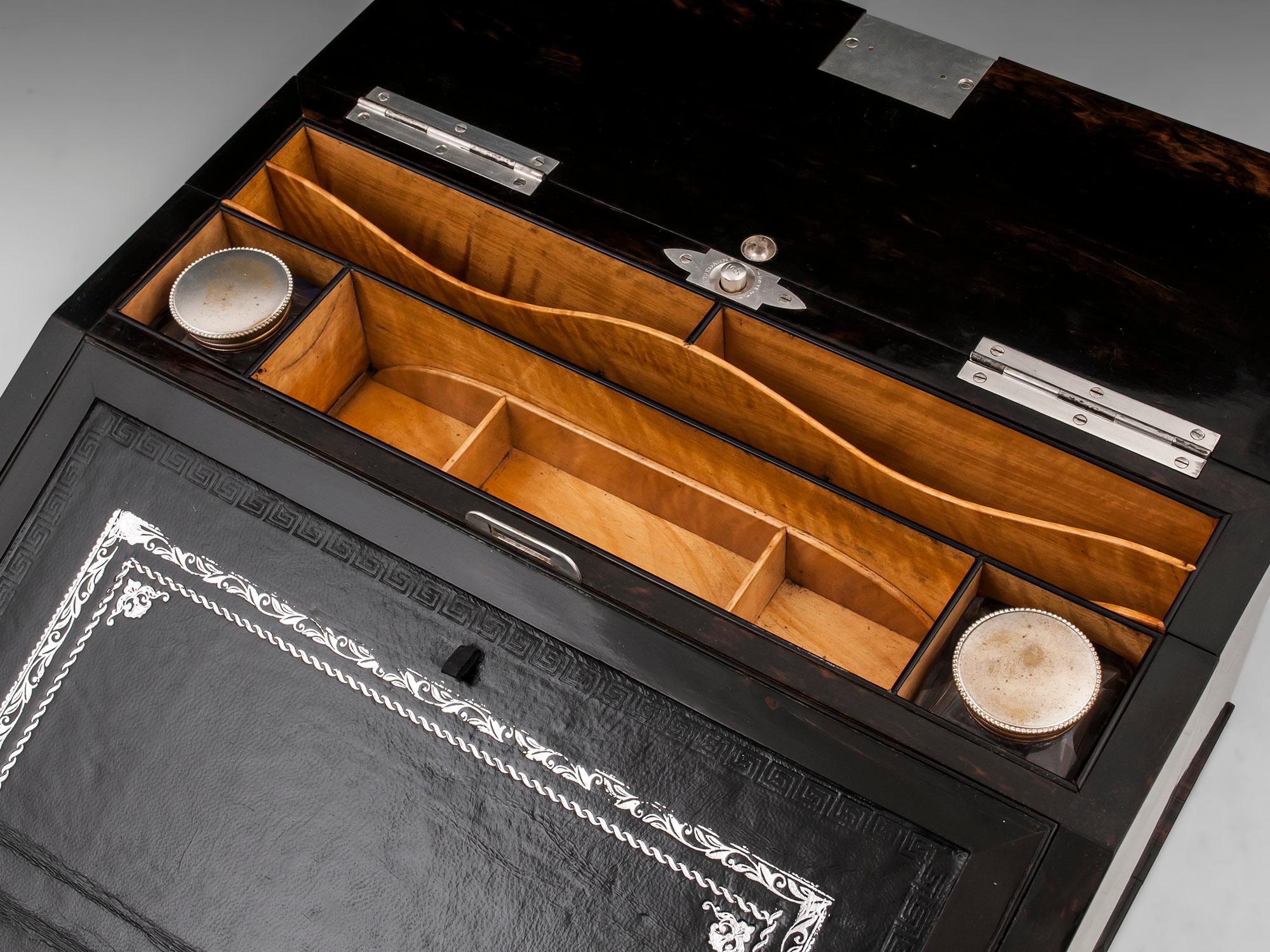 Antique George Betjemann Coromandel Satinwood Silver Writing Box, 19th ...