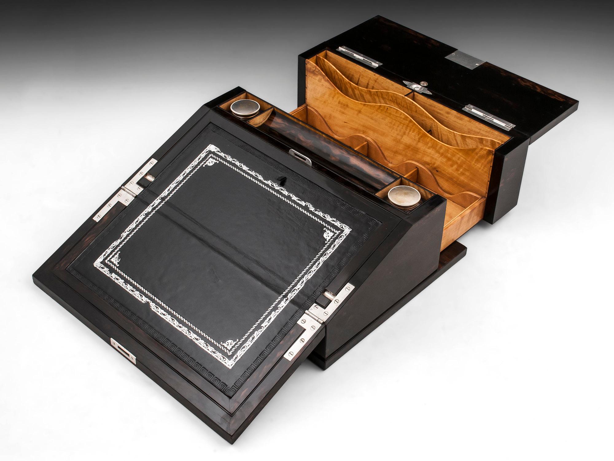 Antique George Betjemann Coromandel Satinwood Silver Writing Box, 19th ...