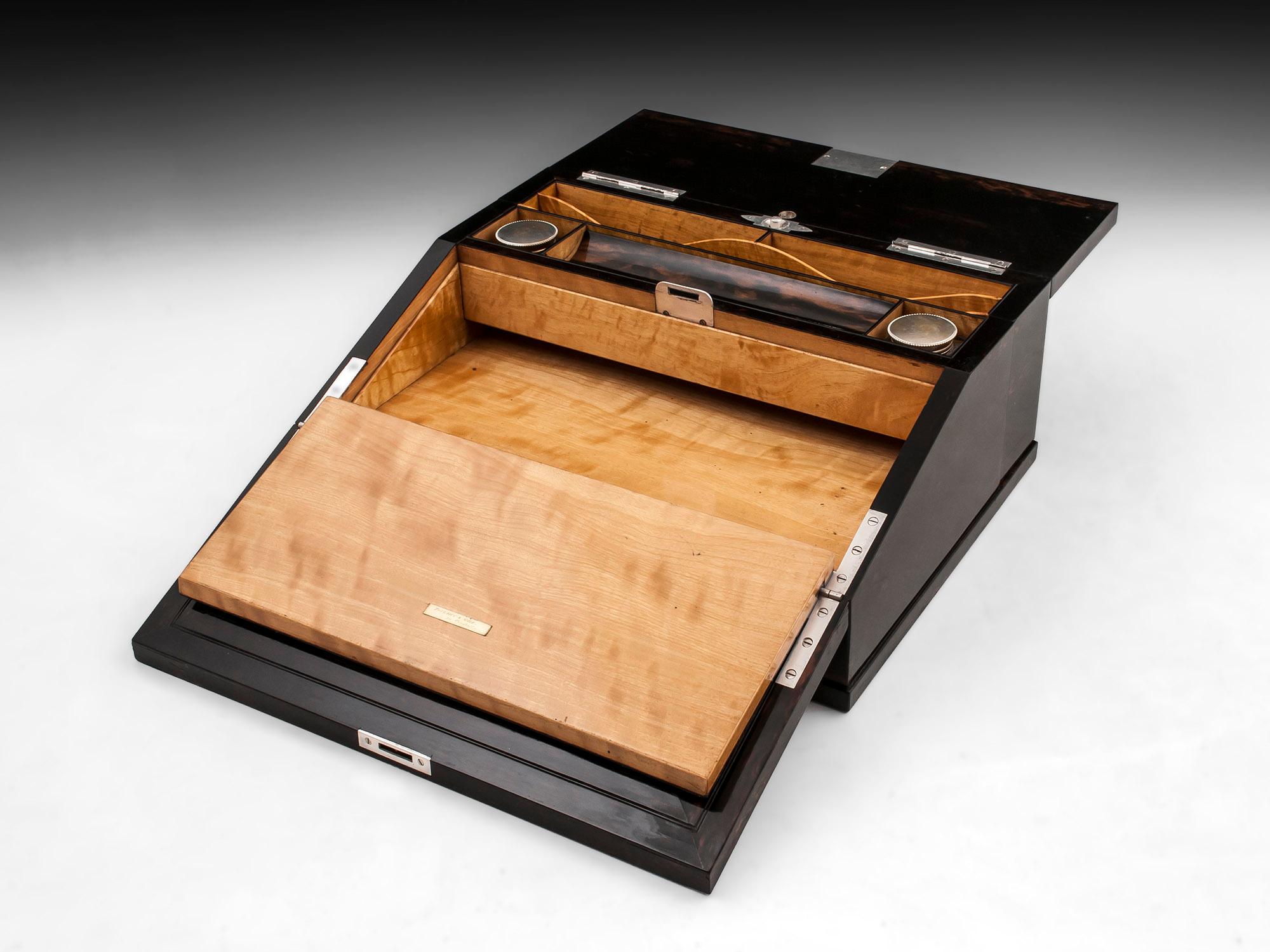 Antique George Betjemann Coromandel Satinwood Silver Writing Box, 19th ...