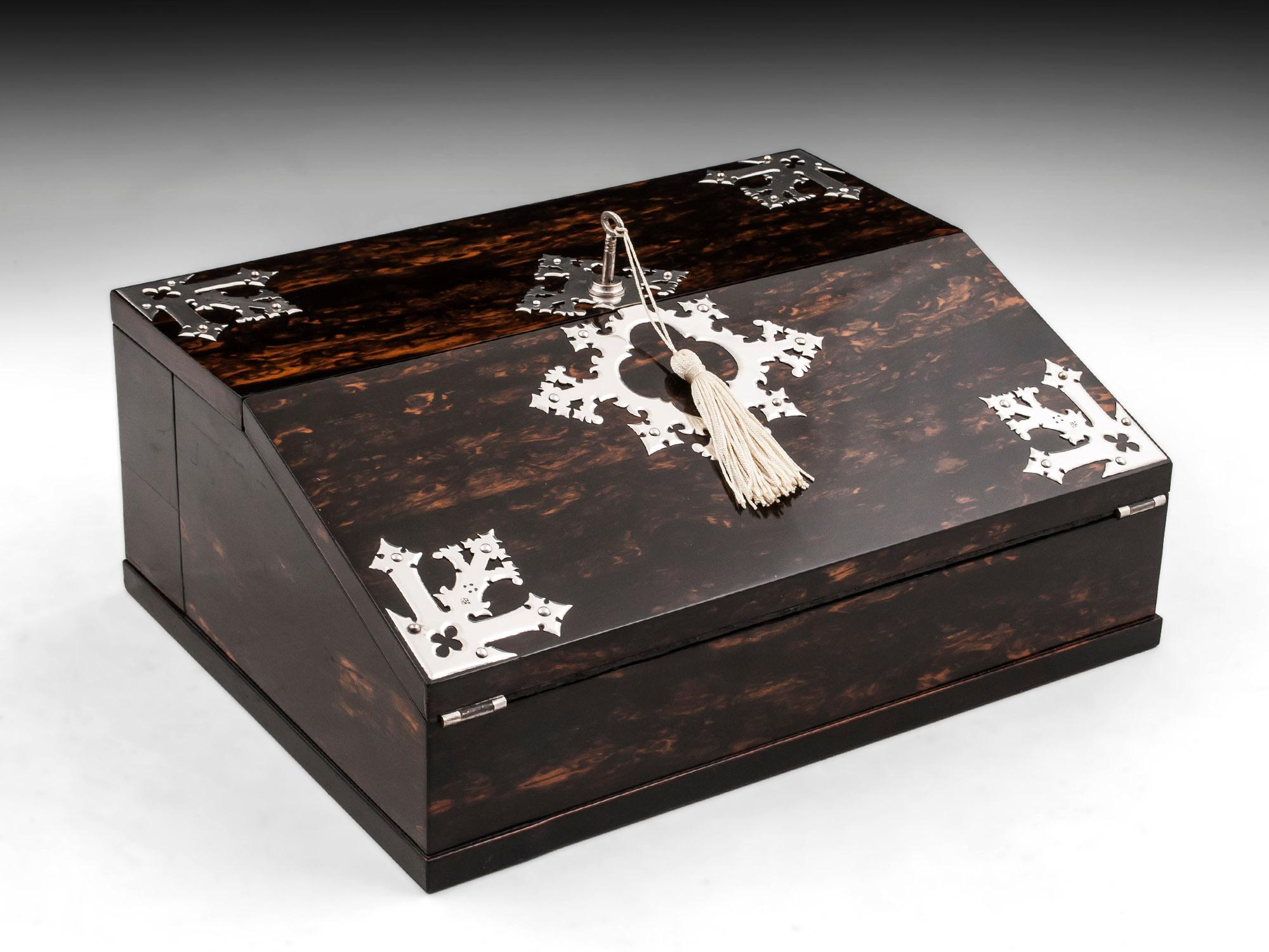 Antique George Betjemann Coromandel Satinwood Silver Writing Box, 19th ...