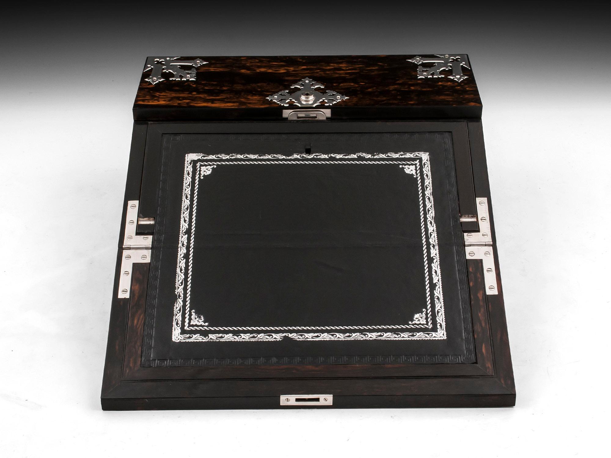 Antique George Betjemann Coromandel Satinwood Silver Writing Box, 19th ...