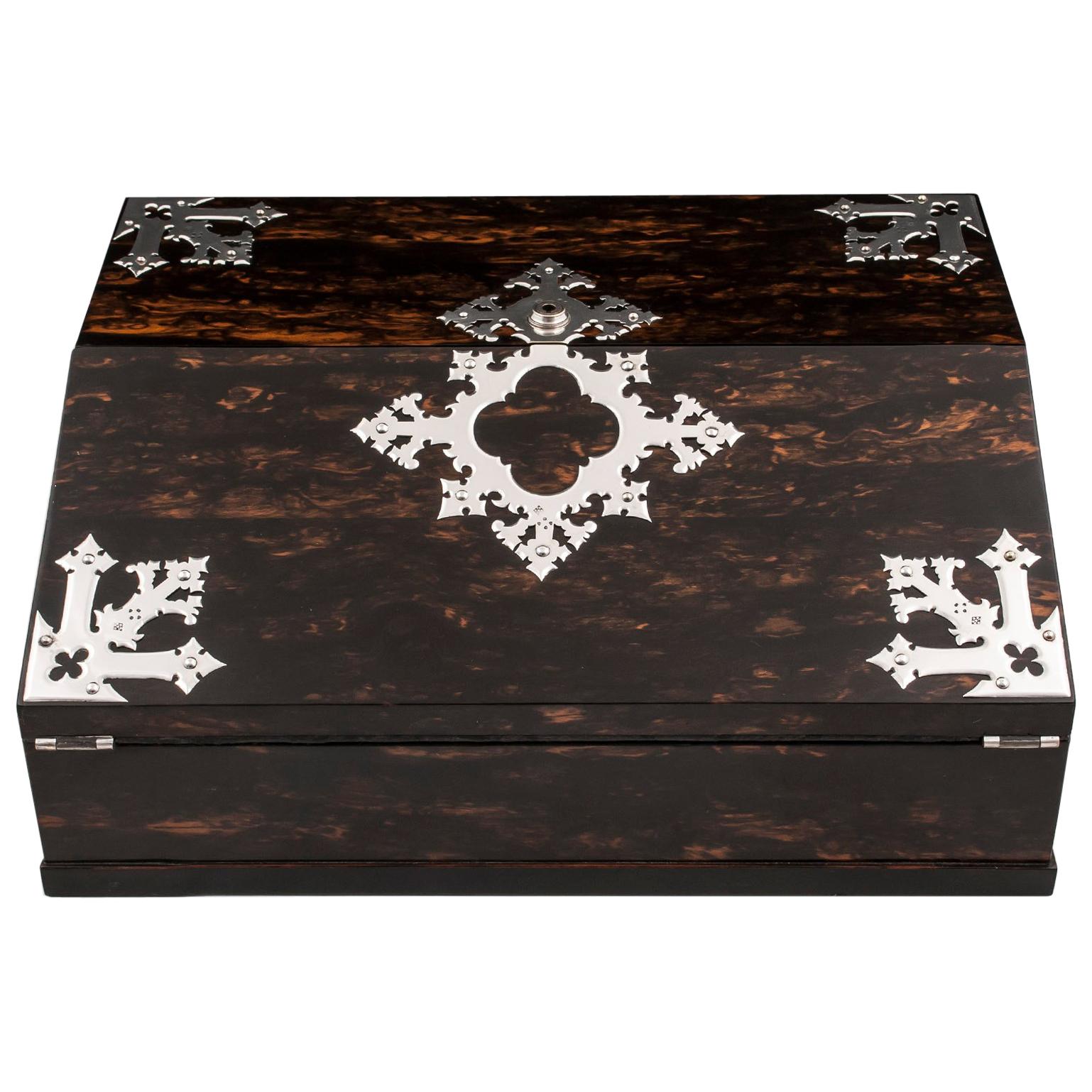 Antique George Betjemann Coromandel Satinwood Silver Writing Box, 19th ...