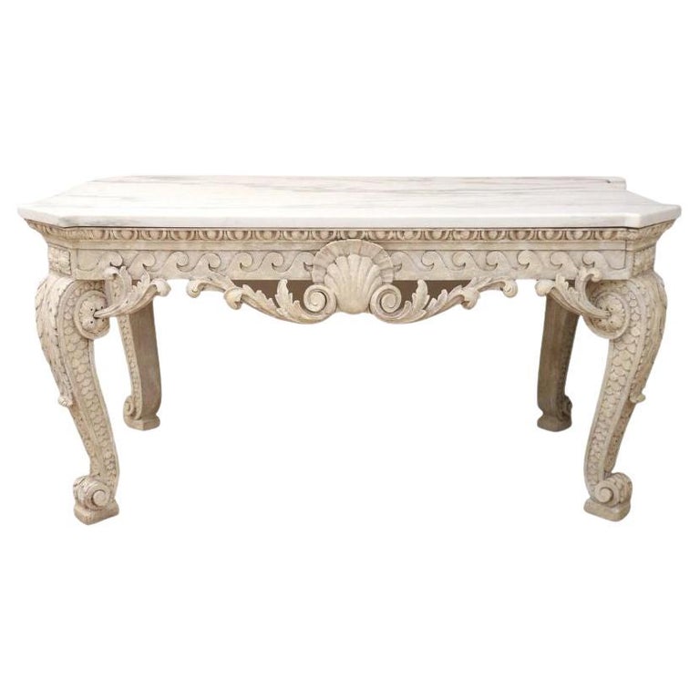 Antique George II Carved Marble Top Console Table For Sale at 1stDibs