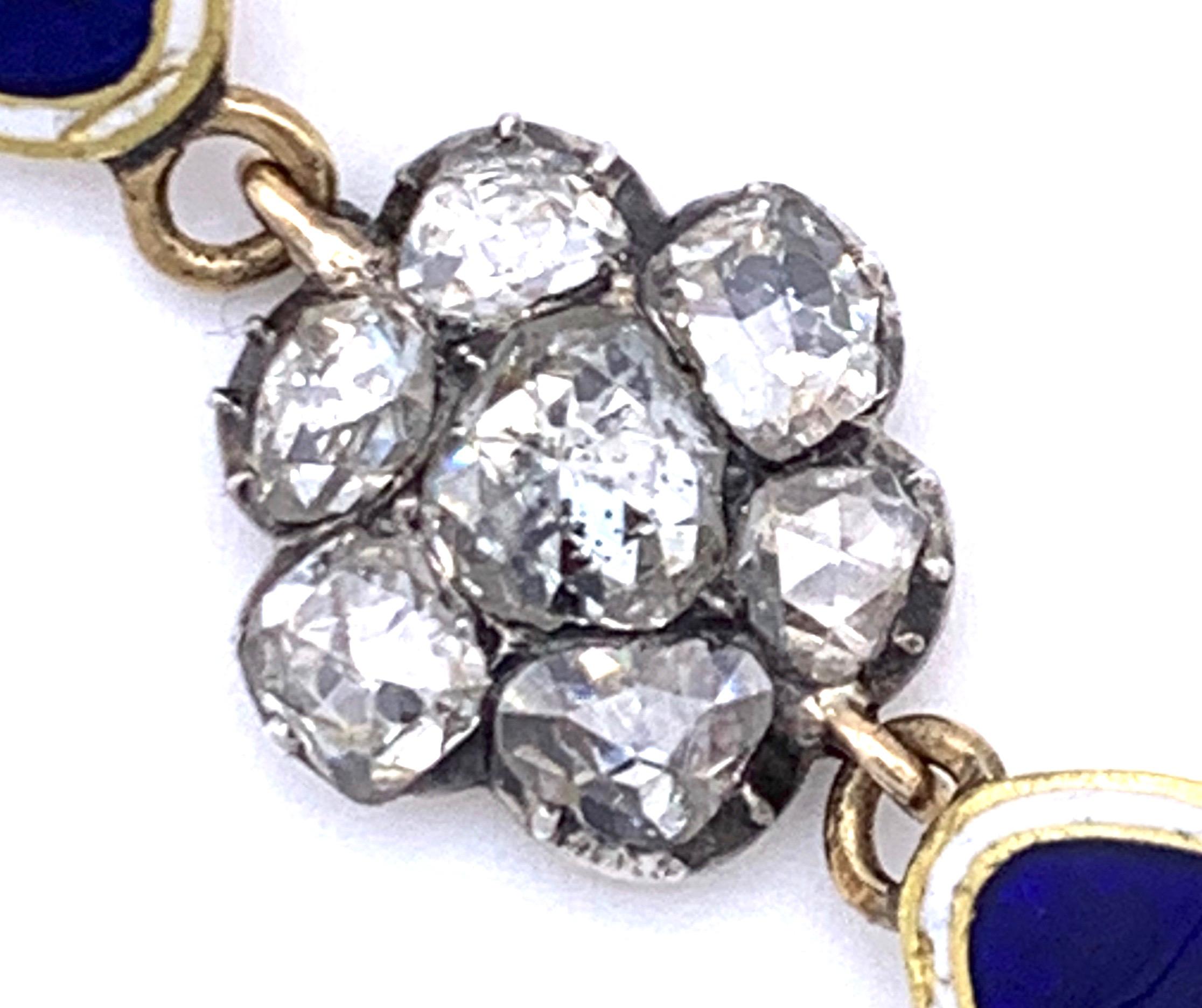 Antique 18th Century George III Diamond 15 Karat Gold Blue White Enamel ...