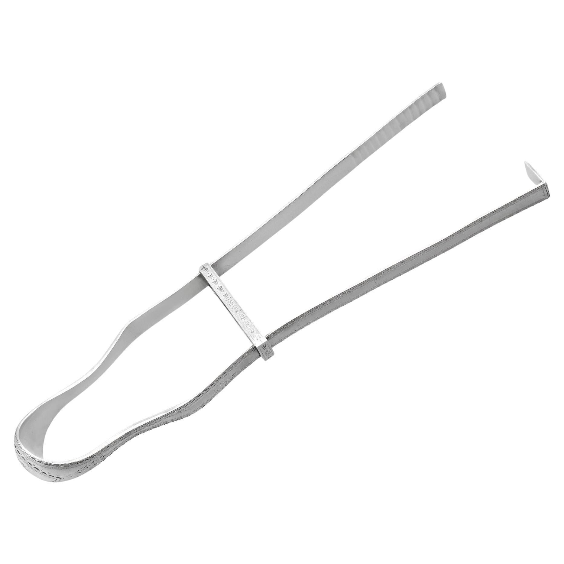 Antique George III Irish Sterling Silver Serving Tongs For Sale at 1stDibs