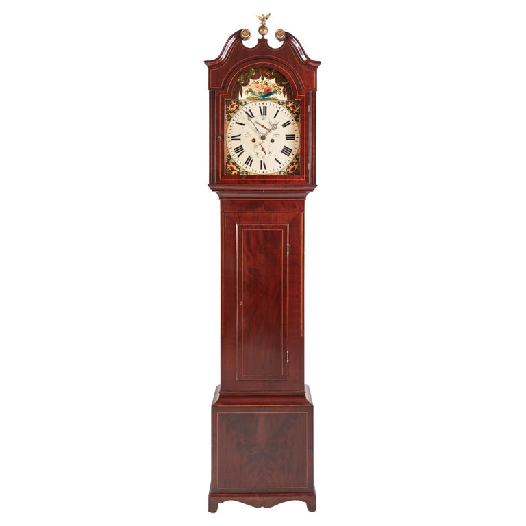Antique George III Mahogany Inlaid Eight Day Grandfather Clock Antique ...