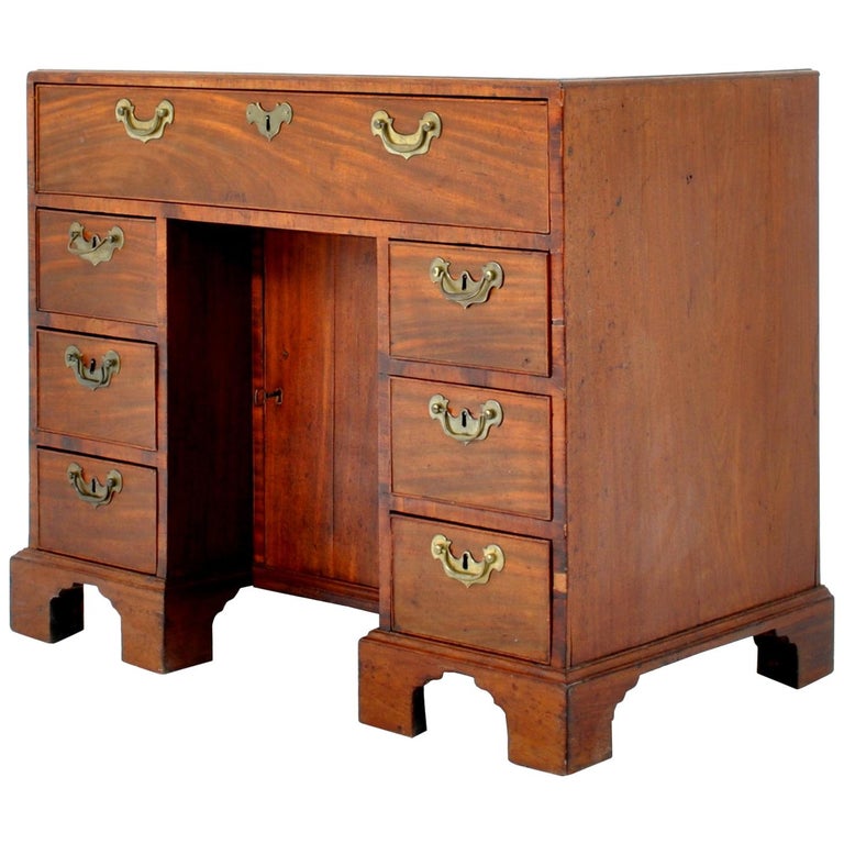 Antique George III Mahogany Kneehole Secretary Desk, circa 1780 at 1stDibs