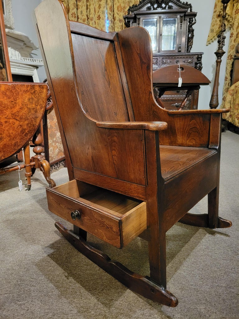 Antique George III Provincial Rocking Wing Chair, circa 1800-1810 For ...