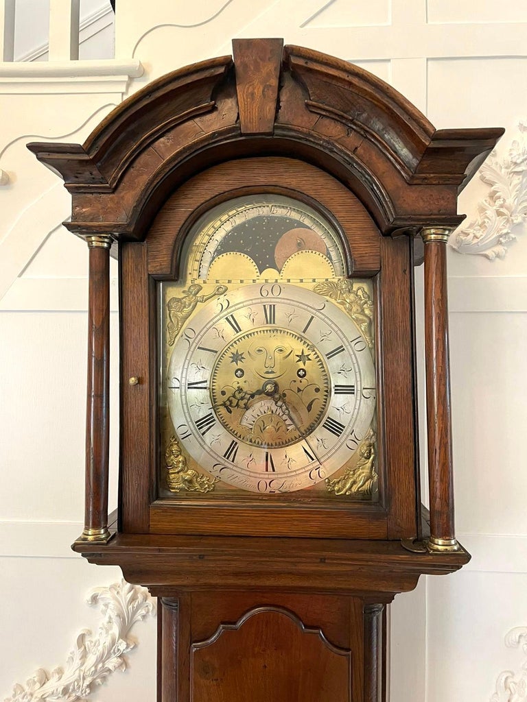 Antique George III Quality Brass Face Oak Longcase Clock by William ...