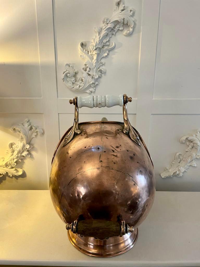 Antique George III Quality Copper Helmet Coal Scuttle For Sale at 1stDibs