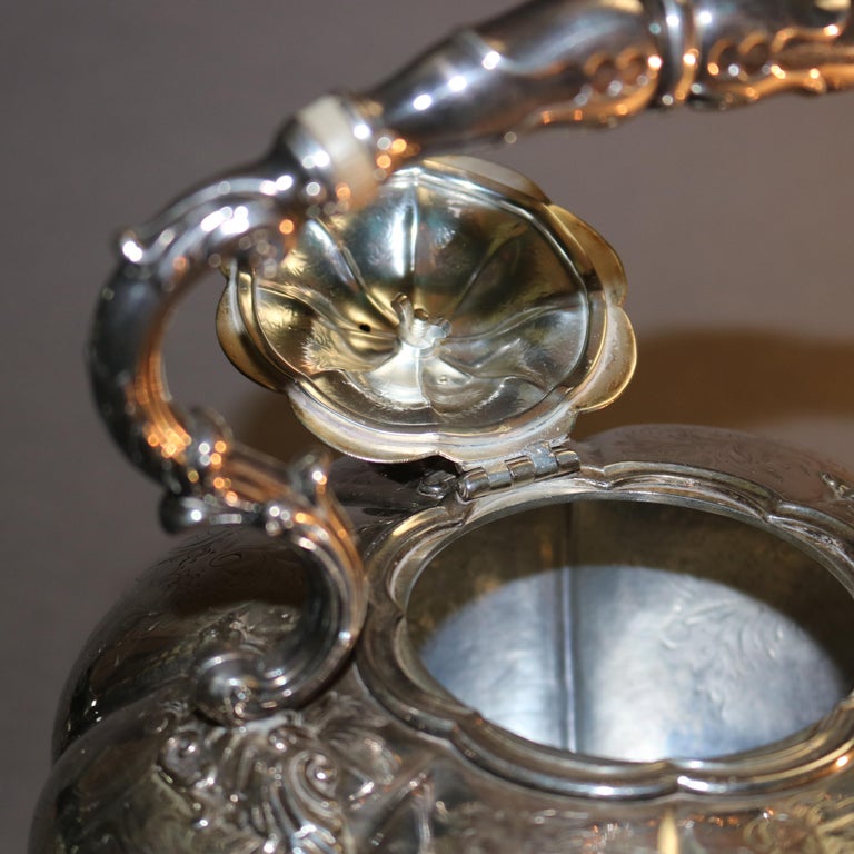 Antique George III Silver Plate Tilting Teapot with Burner Stand, Circa ...