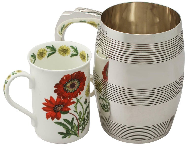Antique George III Sterling Silver 'Barrel' Quart Mug at 1stDibs