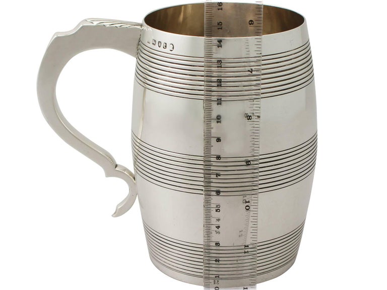 Antique George III Sterling Silver 'Barrel' Quart Mug at 1stDibs
